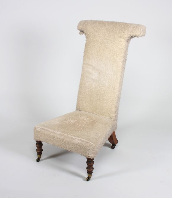 Bonhams : An early Victorian upholstered upright prie-dieu chair