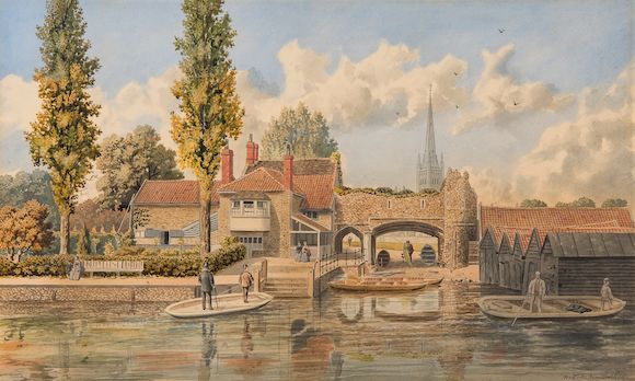 Bonhams : Fred Austin (British, late 19th Century) Pulls Ferry, Norwich
