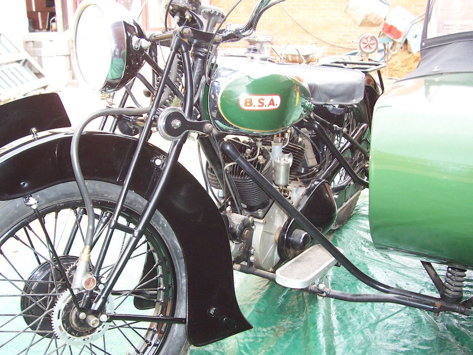 Bonhams : 1934 BSA 986cc Model G34-14 Motorcycle Combination Frame no. B14 430 Engine no. B14 411