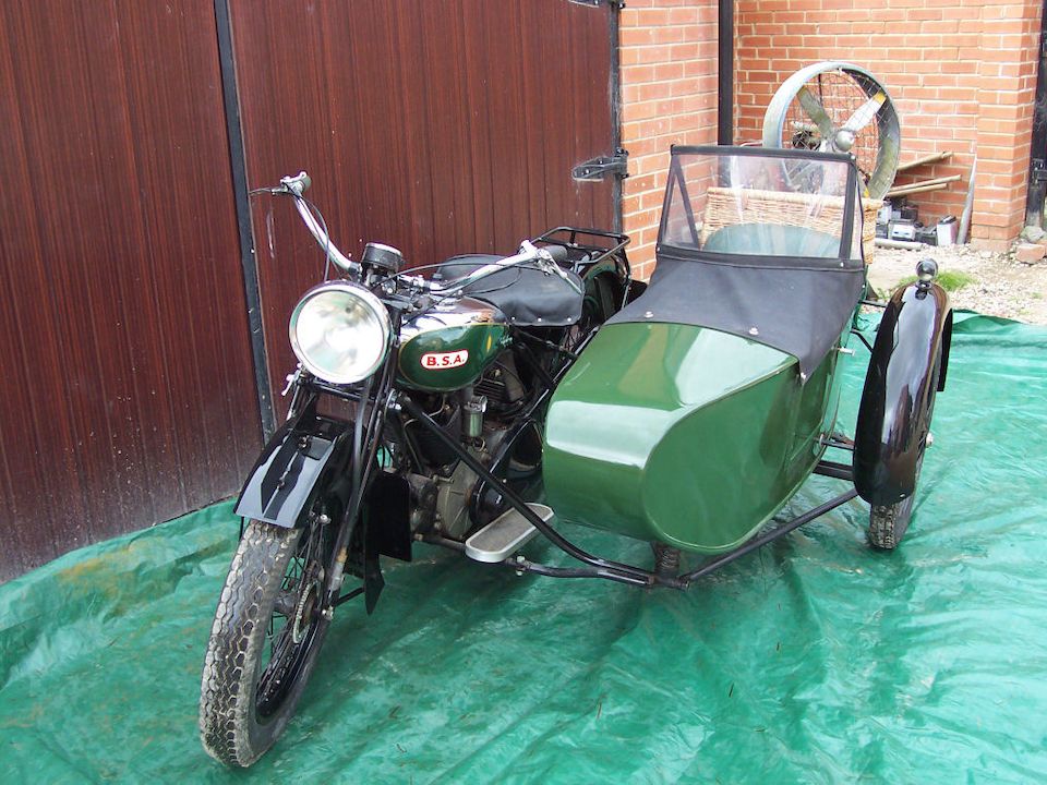 Bonhams : 1934 BSA 986cc Model G34-14 Motorcycle Combination Frame no. B14 430 Engine no. B14 411