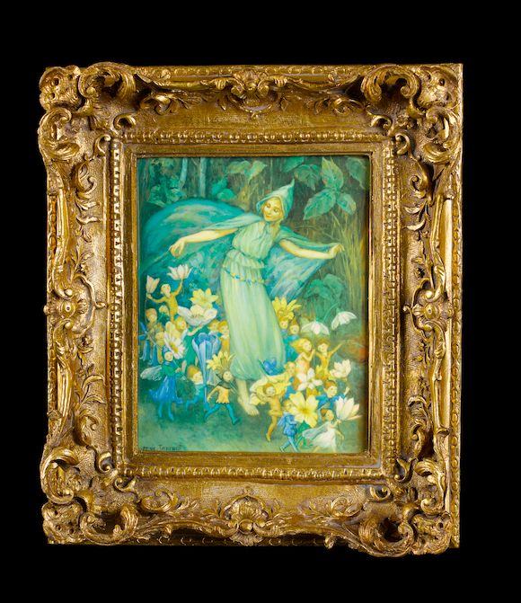 Bonhams : Margaret Winifred Tarrant a painted fairy plaque, circa 1920