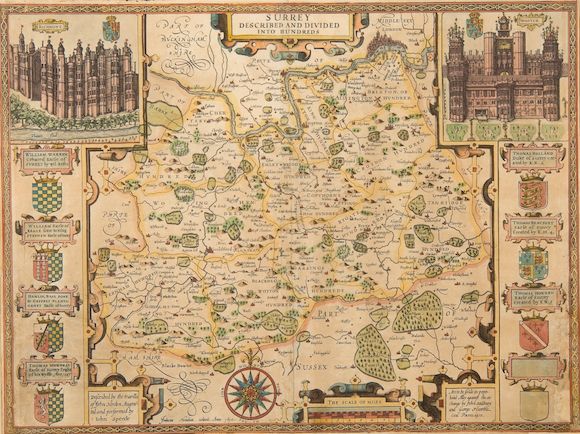 Bonhams : John Speed (British, 1552-1629) Map of Surrey