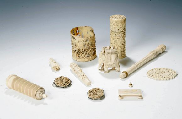 Bonhams : A small collection of ivory