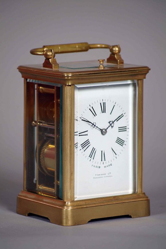 Bonhams : A late 19th Century brass corniche-cased carriage clock with ...