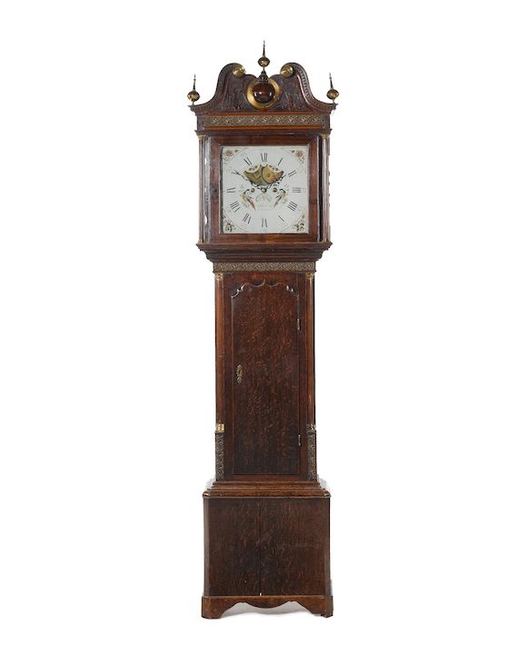 Bonhams : An early 19th century oak longcase clock with Halifax moon to ...