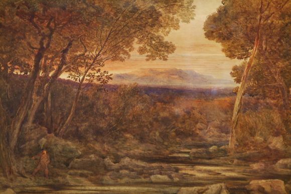 Bonhams : Circle of George Barret Jnr. (British, 1767-1842) A Scottish river scene with a figure ...