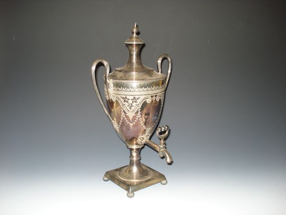 Bonhams : An EPBM and engraved two-handled tea urn late Victorian, (2)