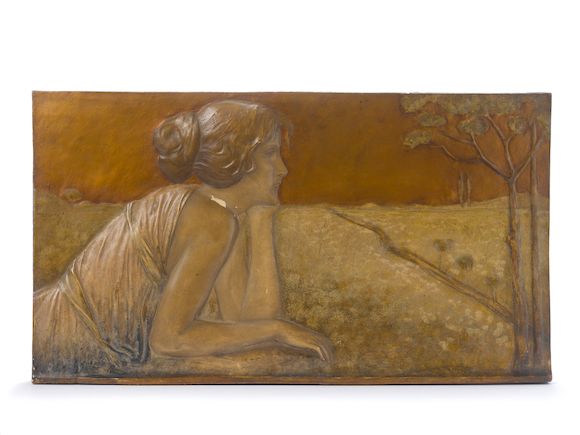 Bonhams : Montenave for Goldscheider an Art Nouveau pottery plaque ...