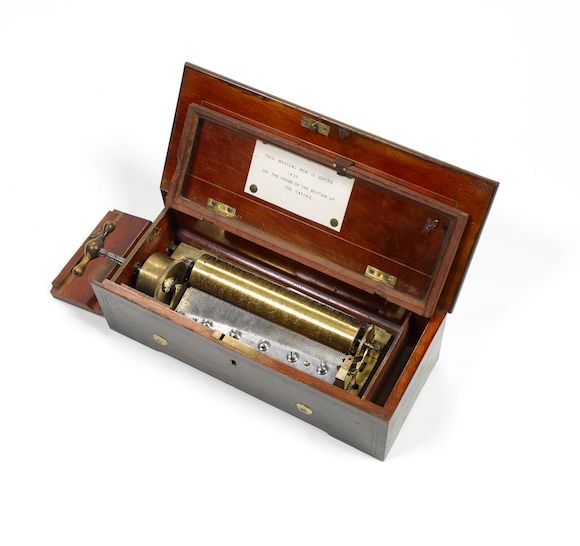 Bonhams : A key-wind cylinder musical box by Lecoultre Freres, circa 1857,