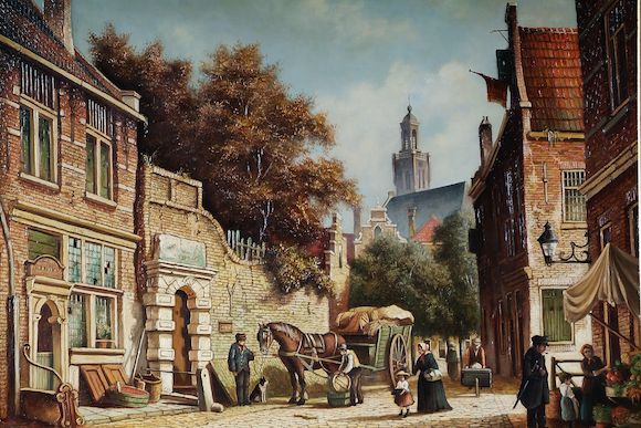 Bonhams : P.C. Steenhouwer (Dutch, ?-1972) A Dutch townscene with ...
