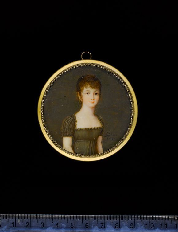 Bonhams : Lefebvre (French, active 1793-1807) A Girl, wearing brown ...