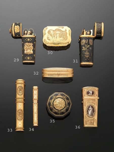 Bonhams : A Louis XV gold snuff box, maker's mark P (D or B ?) and a ...