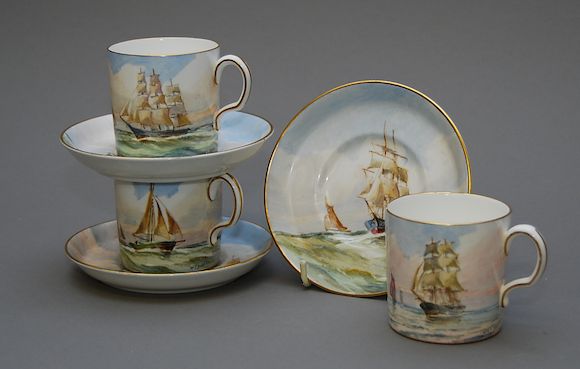 Bonhams : A set of six Royal Crown Derby cups and saucers