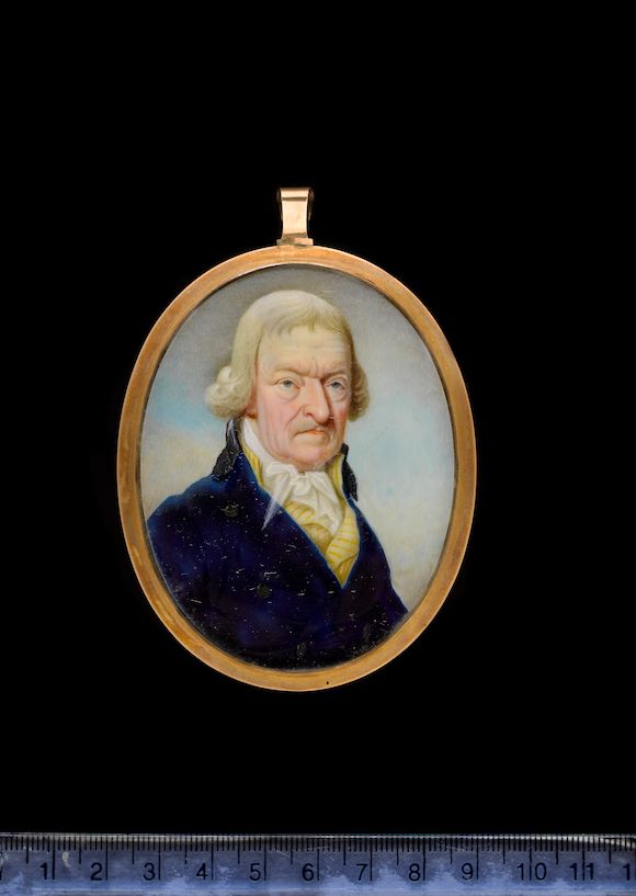Bonhams : Alexander Gallaway (Scottish, active circa 1794-1812) A Gentleman, wearing blue coat ...
