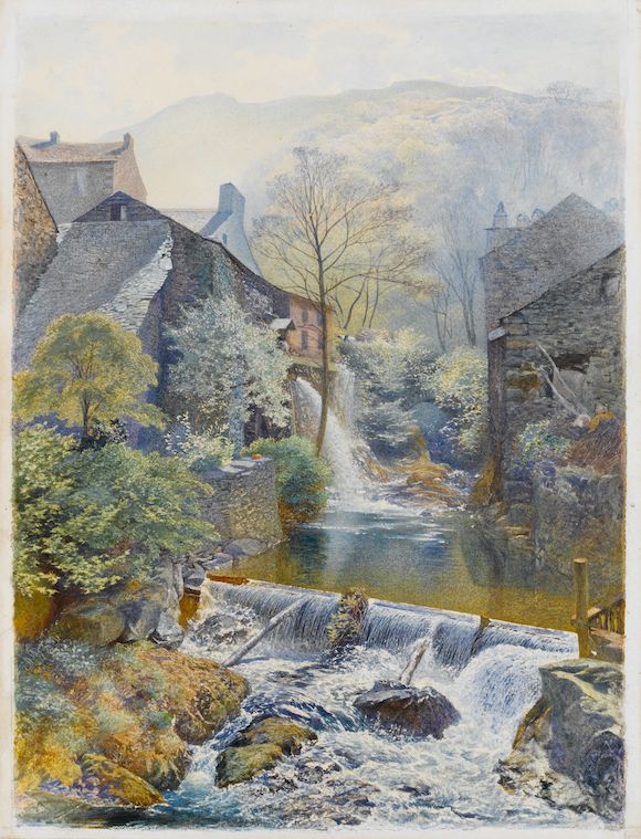 Bonhams : Alfred William Hunt (British, 1830-1896) Ambleside mill unframed