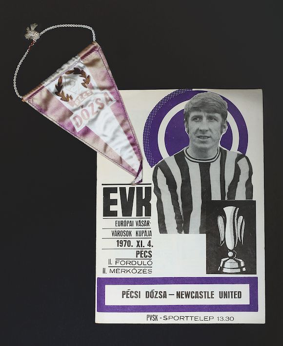 Bonhams : Pecsi Dozsa v Newcastle programme and pennant