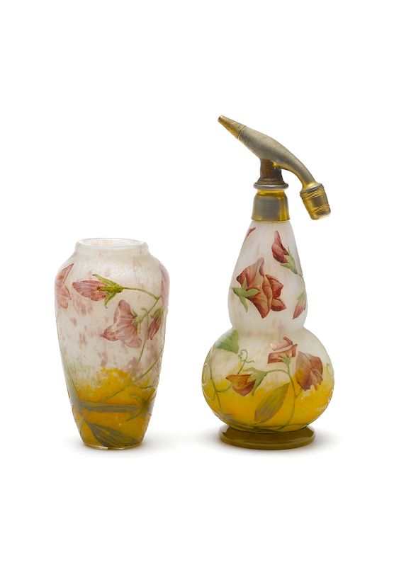 Bonhams : Daum a small enamelled and acid-etched glass vase, circa 1905
