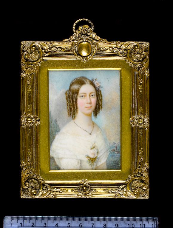 Bonhams : Josef Zumsande (Austrian, 1806-1865) A Lady, wearing white ...