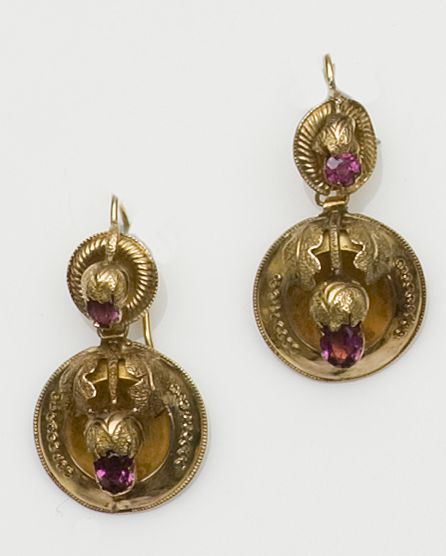 Bonhams : Two pairs of Victorian earpendants