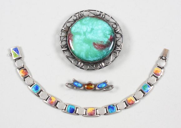 Bonhams : An Art Nouveau enamel bracelet by James Fenton Birmingham, 1918,