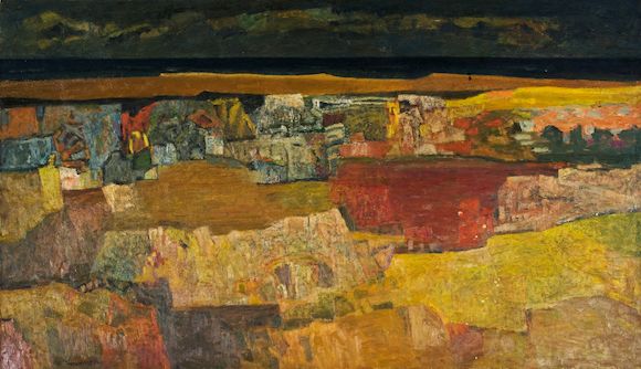 Bonhams : Apostolos Tsirogiannis (Greek, born 1946) Landscape 70 x 120 cm.