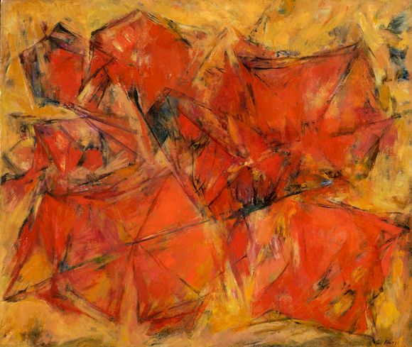 Bonhams : Clio Natsi (Greek, born 1929) Red kites 75 x 90 cm.