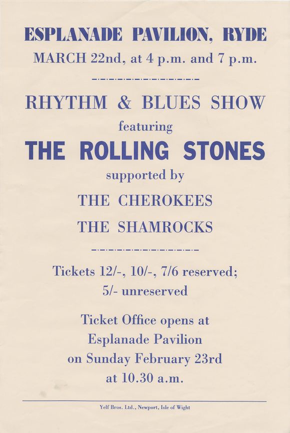 Bonhams : A rare flyer for the Rolling Stones at the Esplanade Pavilion ...