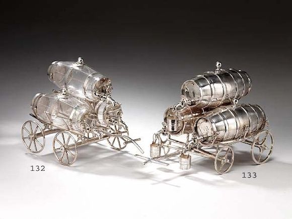 Bonhams : An electroplated novelty spirit wagon, maker's mark of F.Bros ...