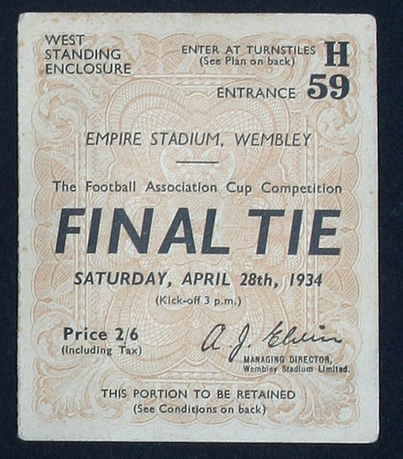 Bonhams : 1934 F.A. Cup Final ticket