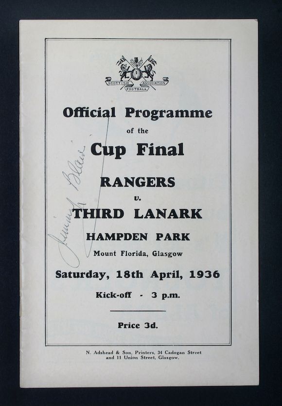 Bonhams : 1936 Rangers v Third Lanark programme