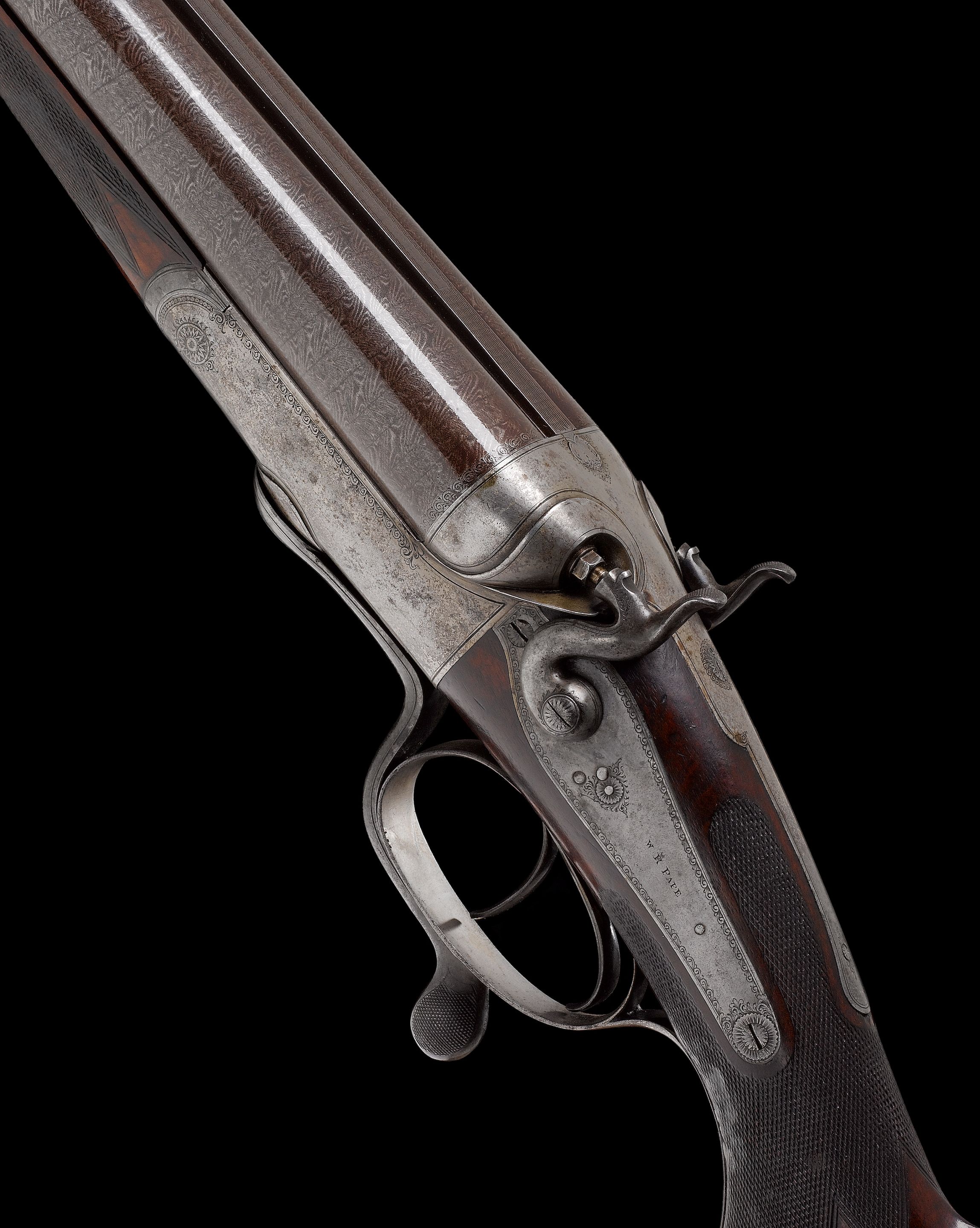 An 8-bore (3¼in) wild-fowling hammer gun by W.R. Pape, no. 7592 - Auktionen & Preisarchiv