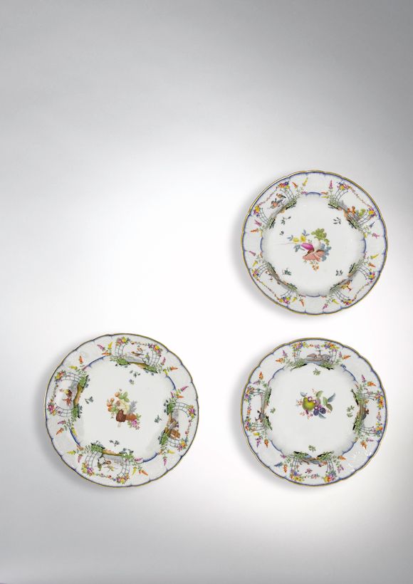 Bonhams : Two Meissen soup plates and a plate from the Fink von ...