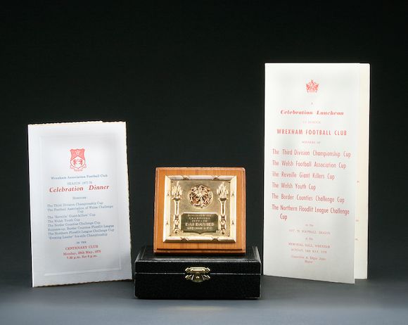 Bonhams : Wrexham Champions Division 3 1978/79 plaque and ephemera