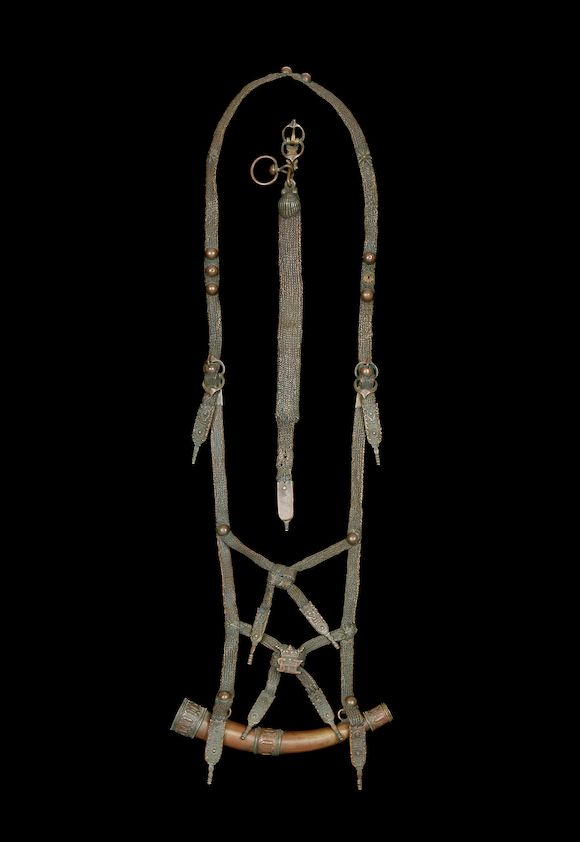 Bonhams : A Rare German Huntsman's Horn, Suspension Straps And Dog-Collar