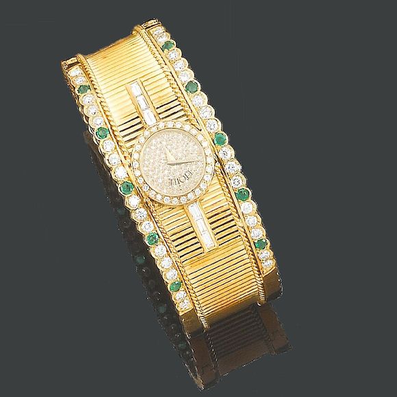 Bonhams : A diamond and emerald watch, by Etoile, together with a ring ...