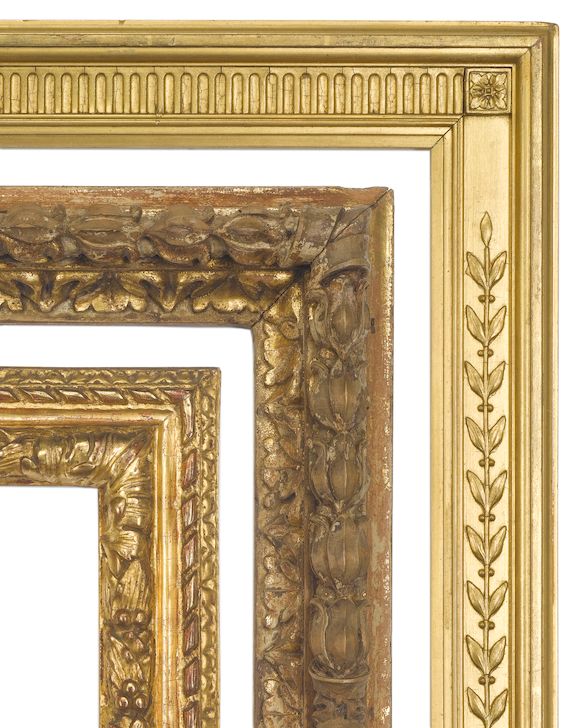 Bonhams : A near pair of Adams style 19th Century gilded composition frames