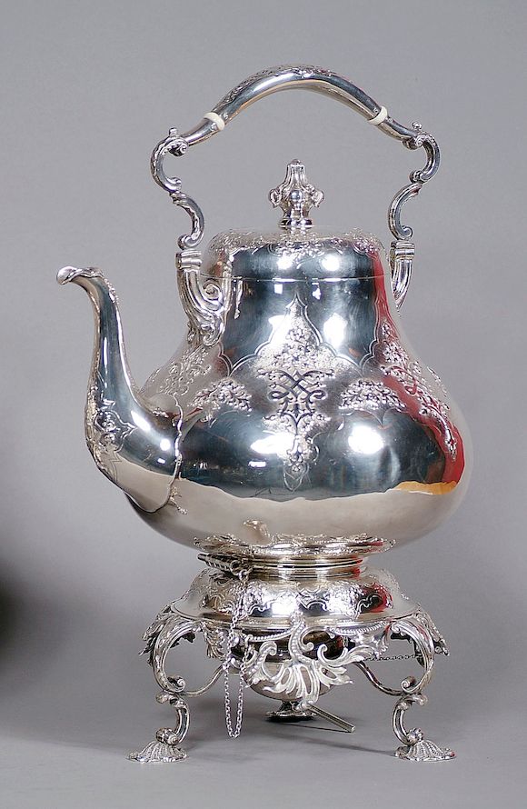 Bonhams : A Victorian baluster spirit kettle on stand by Robert Hennell ...