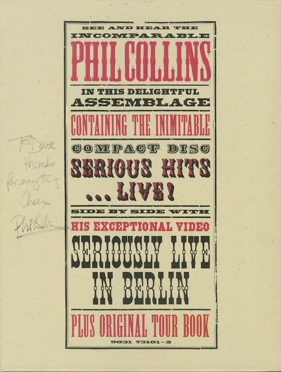 Bonhams : An autographed Phil Collins promo '...But Seriously' tour box,