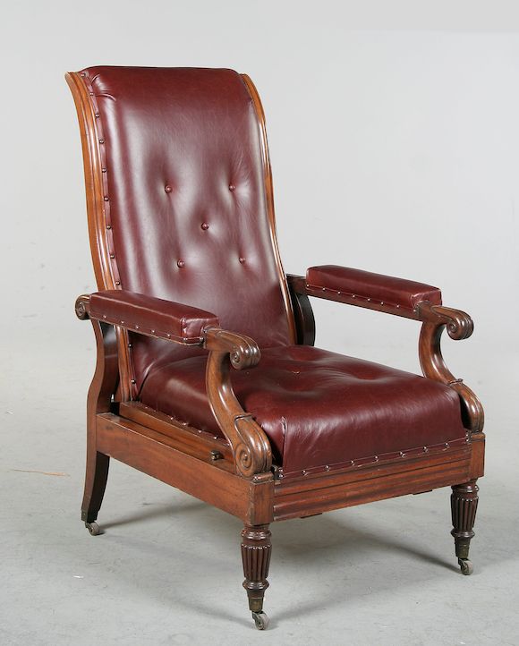 Bonhams : A George IV mahogany recumbent easy chair in the manner of ...