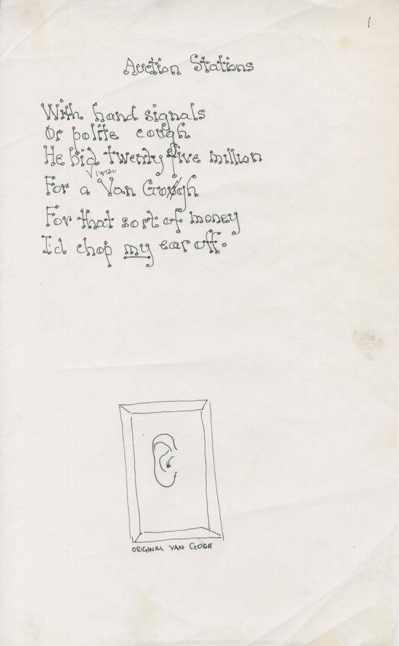 Bonhams : A poem entitled 'Auction Stations',
