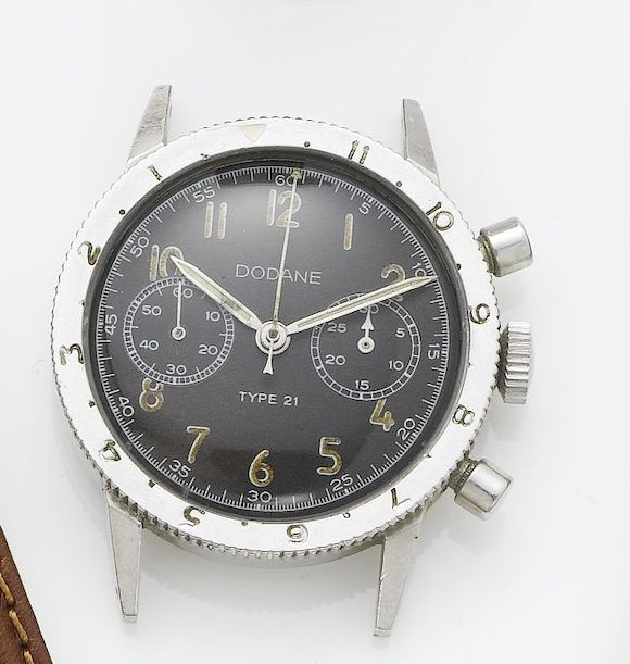 Bonhams : Dodane. A stainless steel military chronograph wristwatch ...