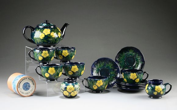 Bonhams : A Moorcroft 'Buttercups' tea set, dated 1991