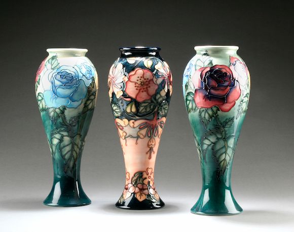 Bonhams : Two Moorcroft limited edition 'Roses' vases