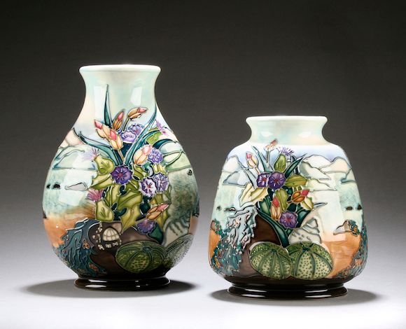 Bonhams : Two Moorcroft 'Islay' vases