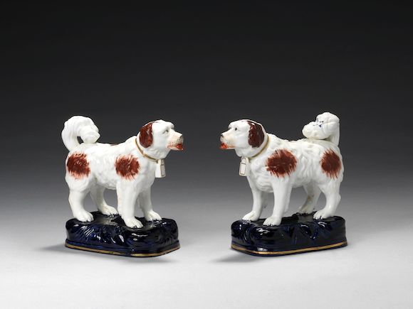 Bonhams : A rare pair of English porcelain models of Newfoundlands ...
