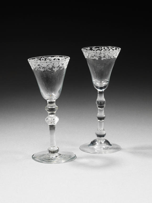 Bonhams A Dutch Engraved Light Baluster Wine Glass Circa 1760