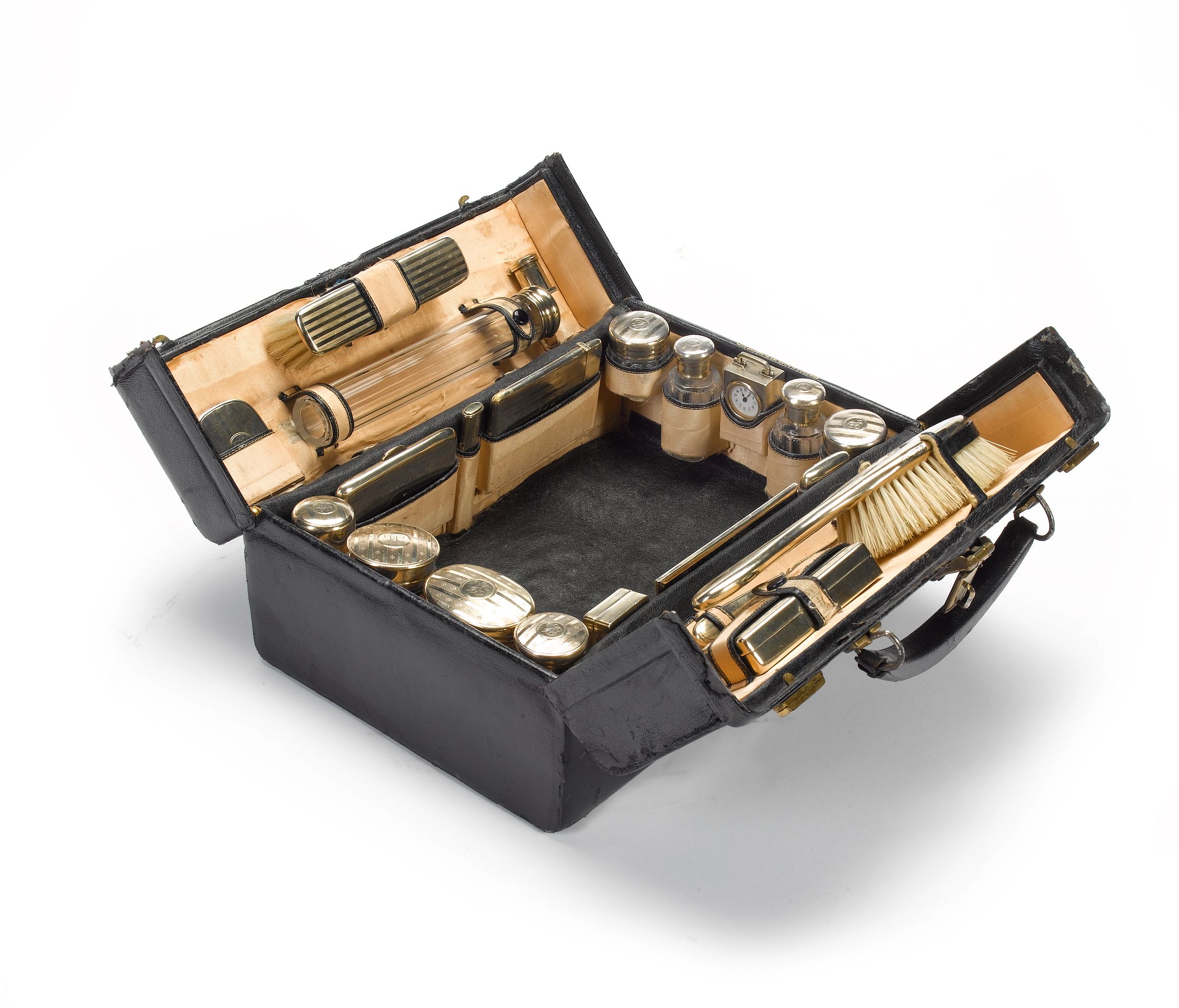 Bonhams Cars : A very fine gentleman’s black leather cased vanity set ...