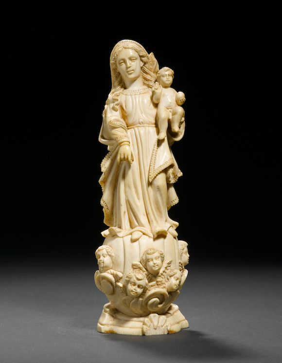 Bonhams : A late 17th / early 18th century Goanese carved ivory figure ...