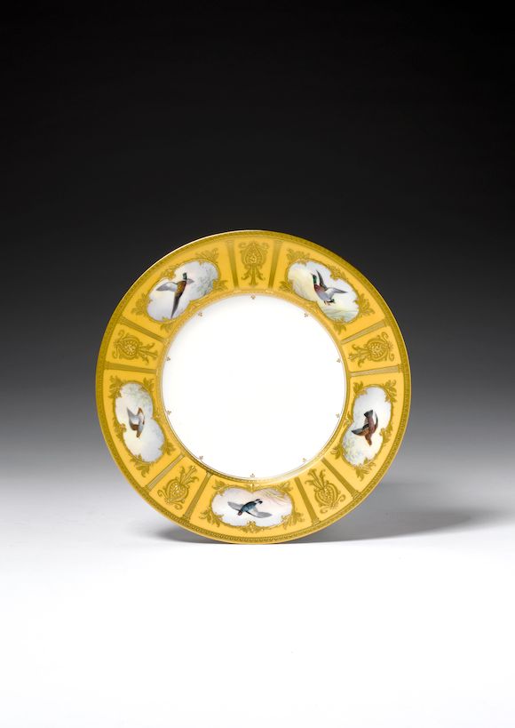 Bonhams : A Minton cabinet plate by J E Dean Dated 1916.