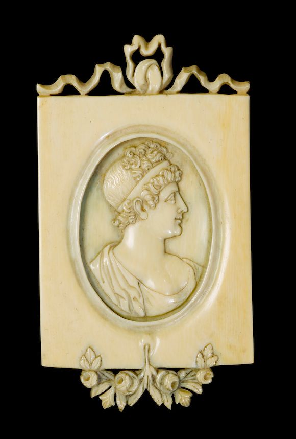 Bonhams : An early 19th century French carved ivory plaque depicting ...